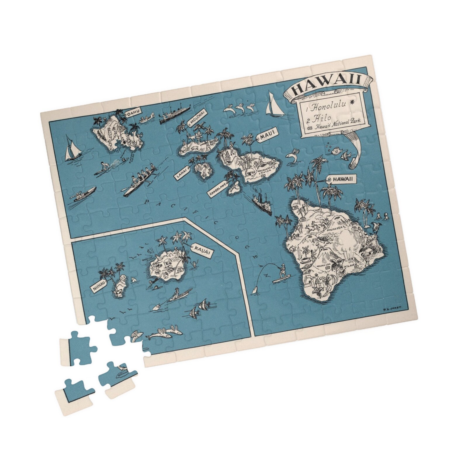 Hawaii Map Puzzle Hawaii Puzzle for Adults Hawaii Jigsaw Puzzle 500 ...
