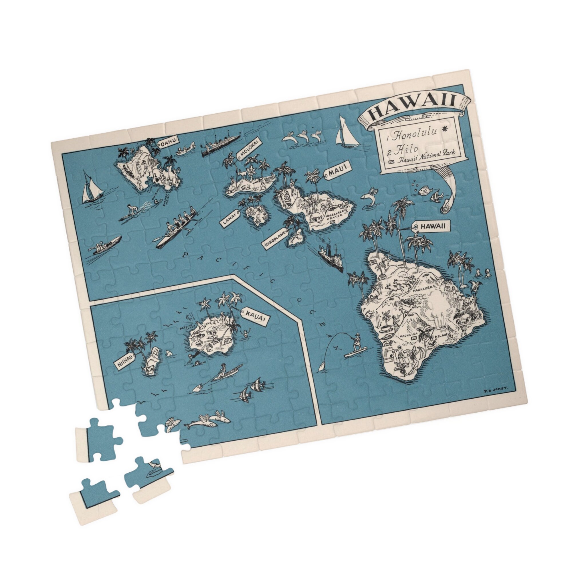 Hawaii Map Puzzle Hawaii Puzzle for Adults Hawaii Jigsaw Puzzle 500 ...