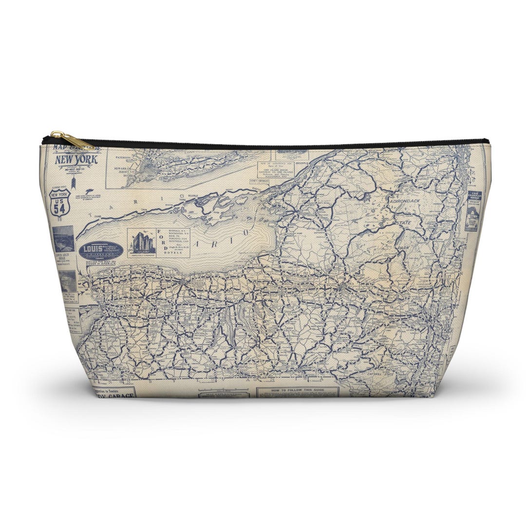 New York Map Pouch - Vintage New York Map - New York Gift - New York ...