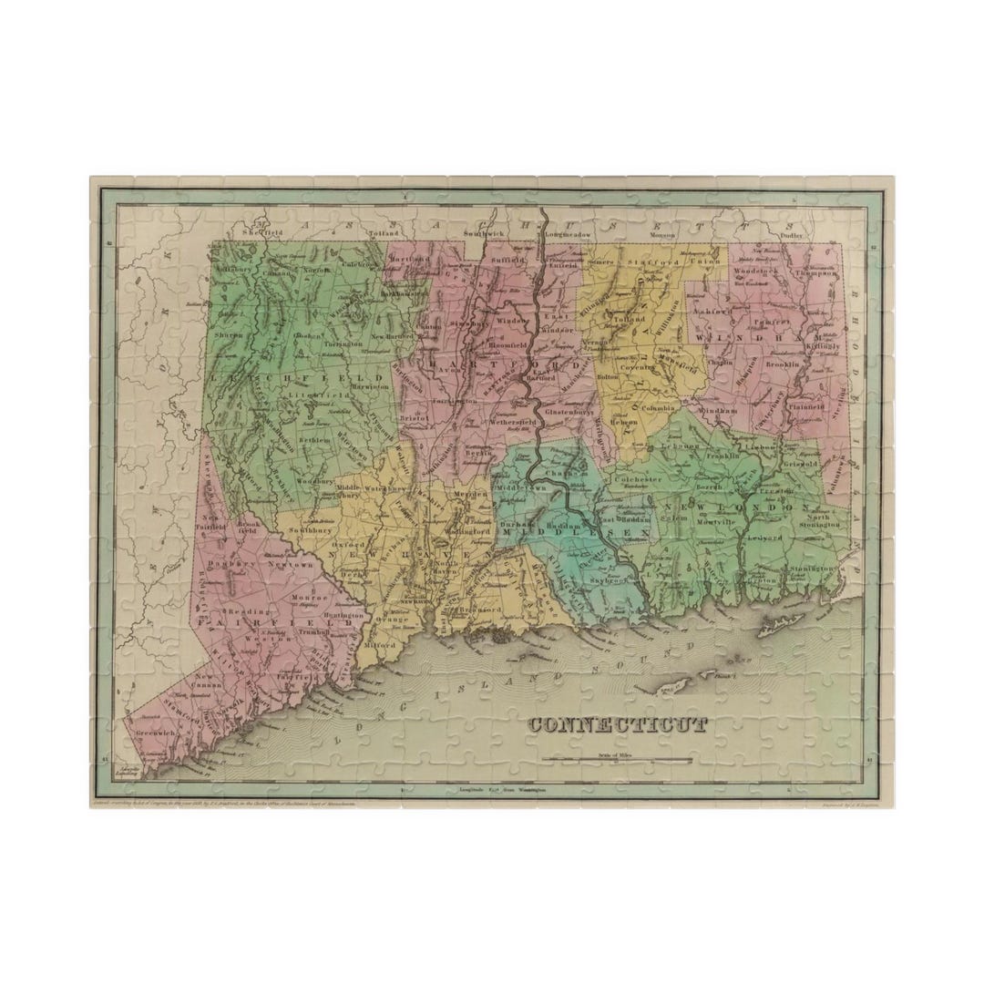 Connecticut Map Puzzle - Connecticut Puzzle for Adults - Connecticut ...
