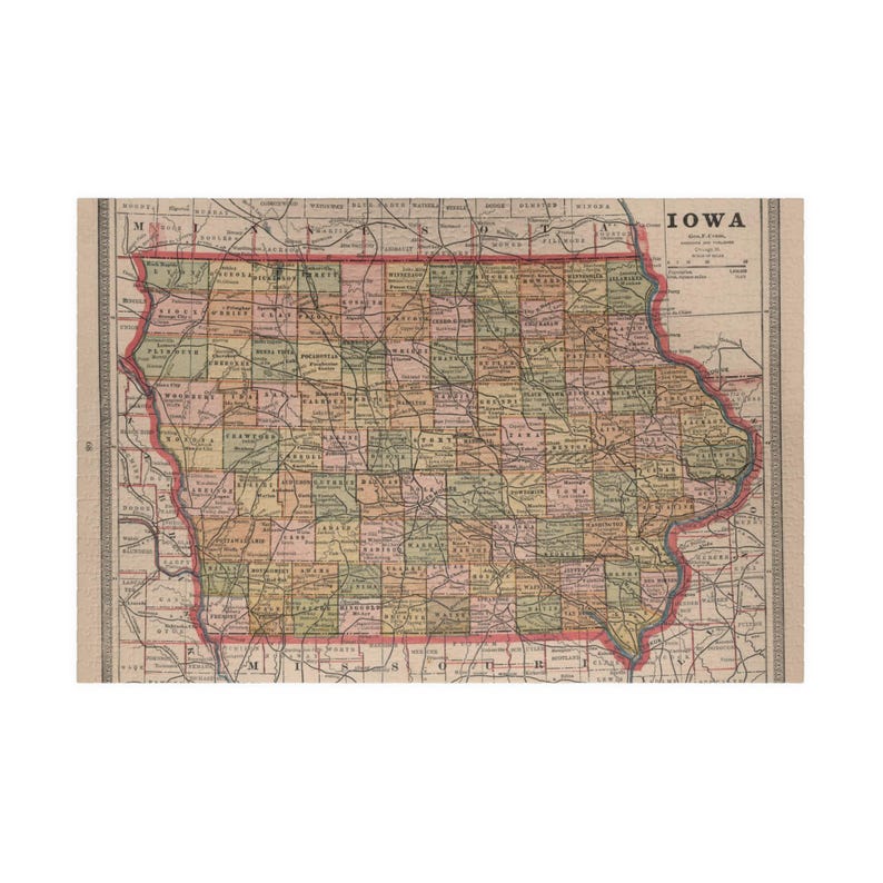 Iowa Map Puzzle Iowa Puzzle for Adults Iowa Jigsaw Puzzle 500 Piece Map ...