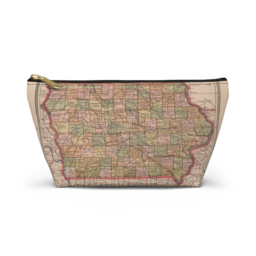 Iowa Map Pouch Vintage Iowa Map Iowa Gift Iowa Wristlet Iowa Map Iowa ...