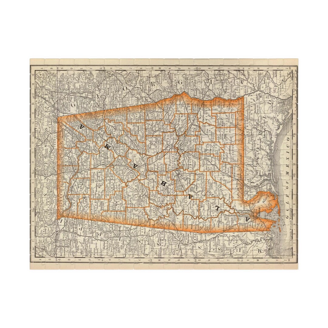 Alabama Map Puzzle - Alabama Puzzle for Adults - Alabama Jigsaw Puzzle ...