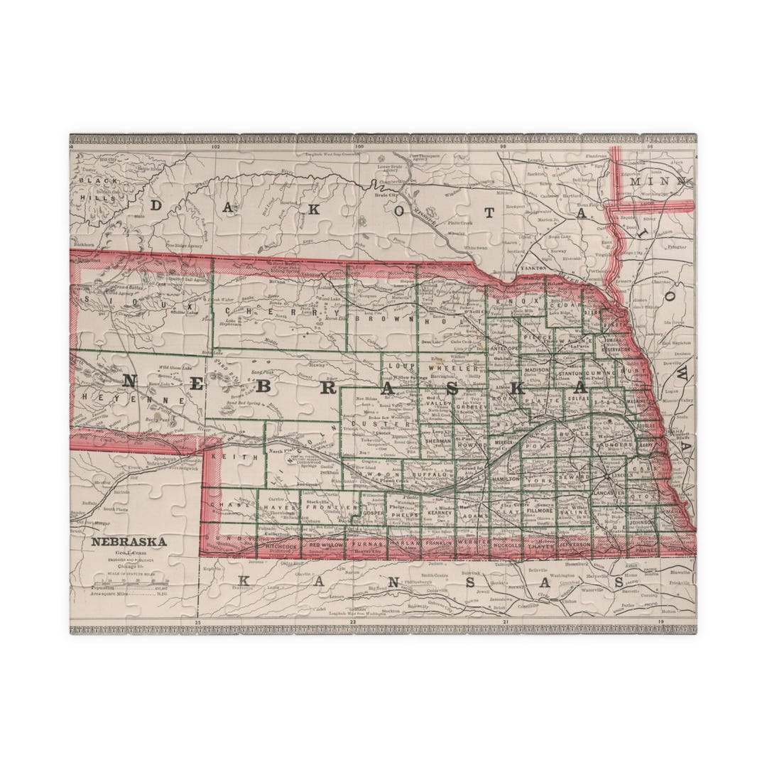 Nebraska Map Puzzle - Nebraska Puzzle for Adults - Nebraska Jigsaw ...