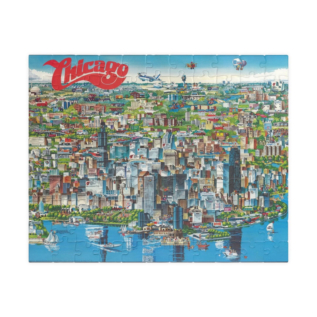 Chicago Map Puzzle Chicago Puzzle for Adults Chicago Jigsaw Puzzle 500 ...