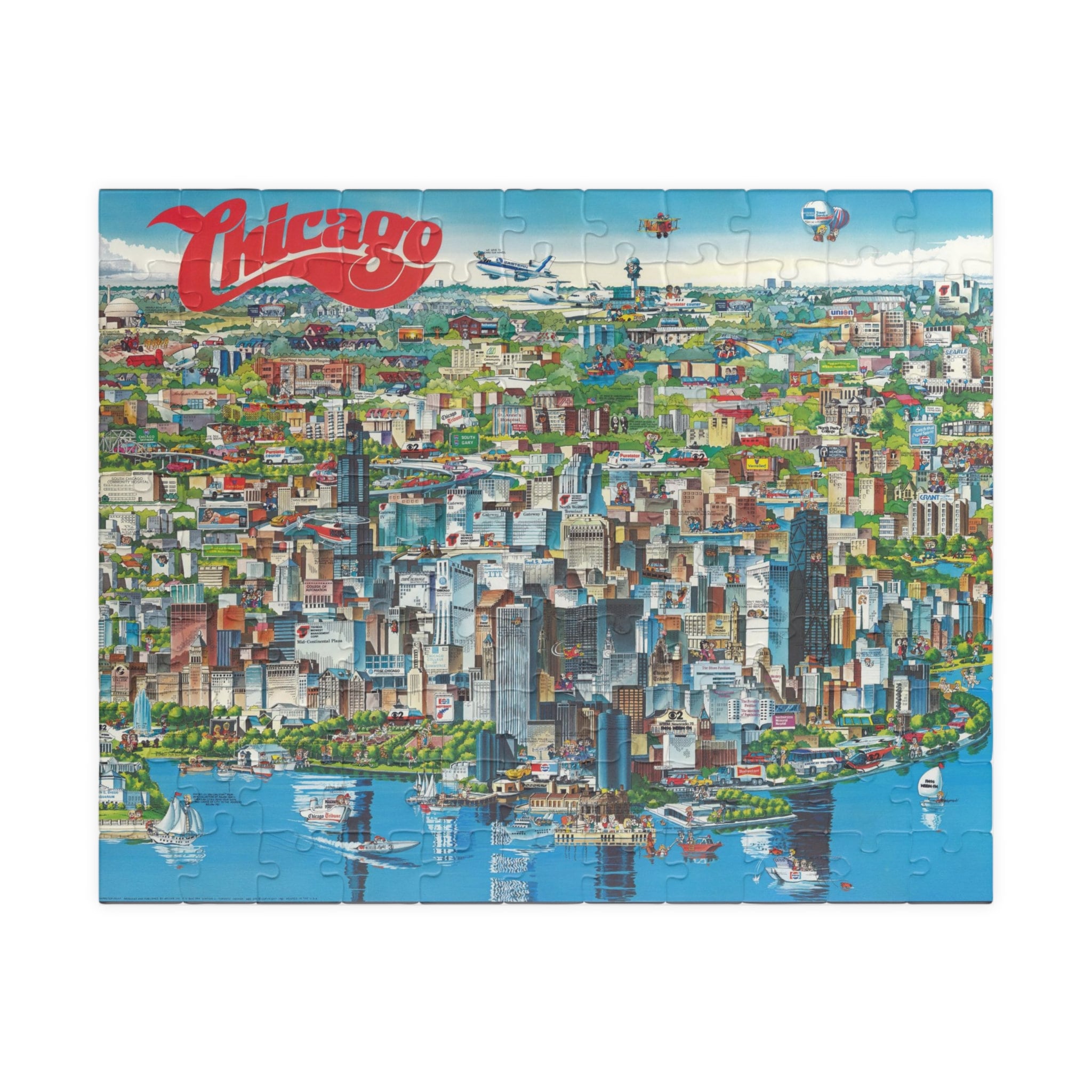 Chicago Map Puzzle Chicago Puzzle for Adults Chicago Jigsaw Puzzle 500 ...