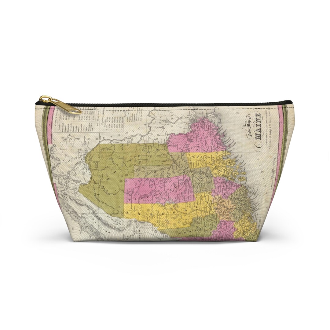 Maine Map Pouch - Vintage Maine Map - Maine Gift - Maine Wristlet ...