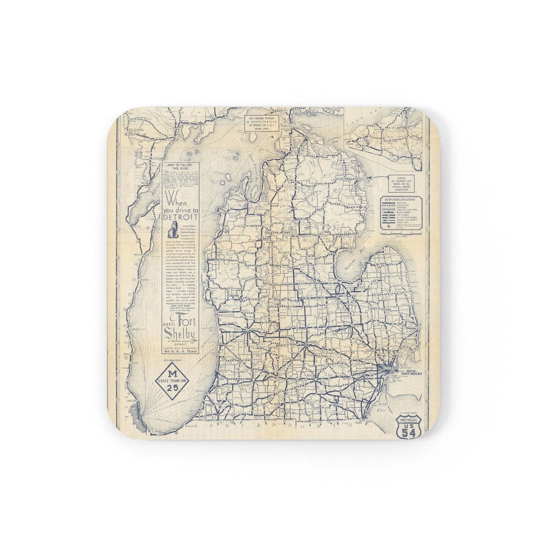 Michigan Map Coaster Set - Michigan Coasters - Michigan Airbnb Decor ...