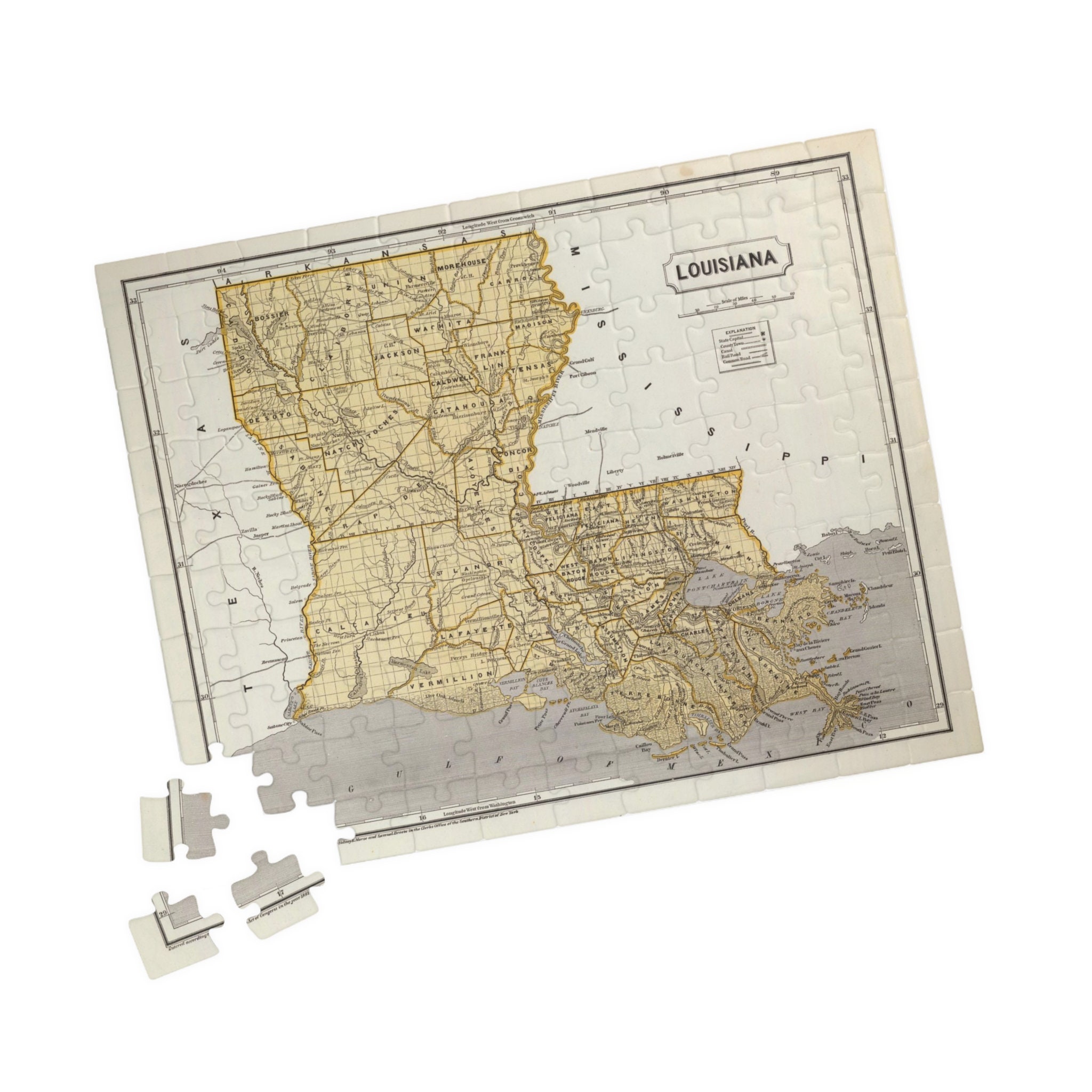 Louisiana Map Puzzle Louisiana Puzzle for Adults Louisiana Jigsaw ...