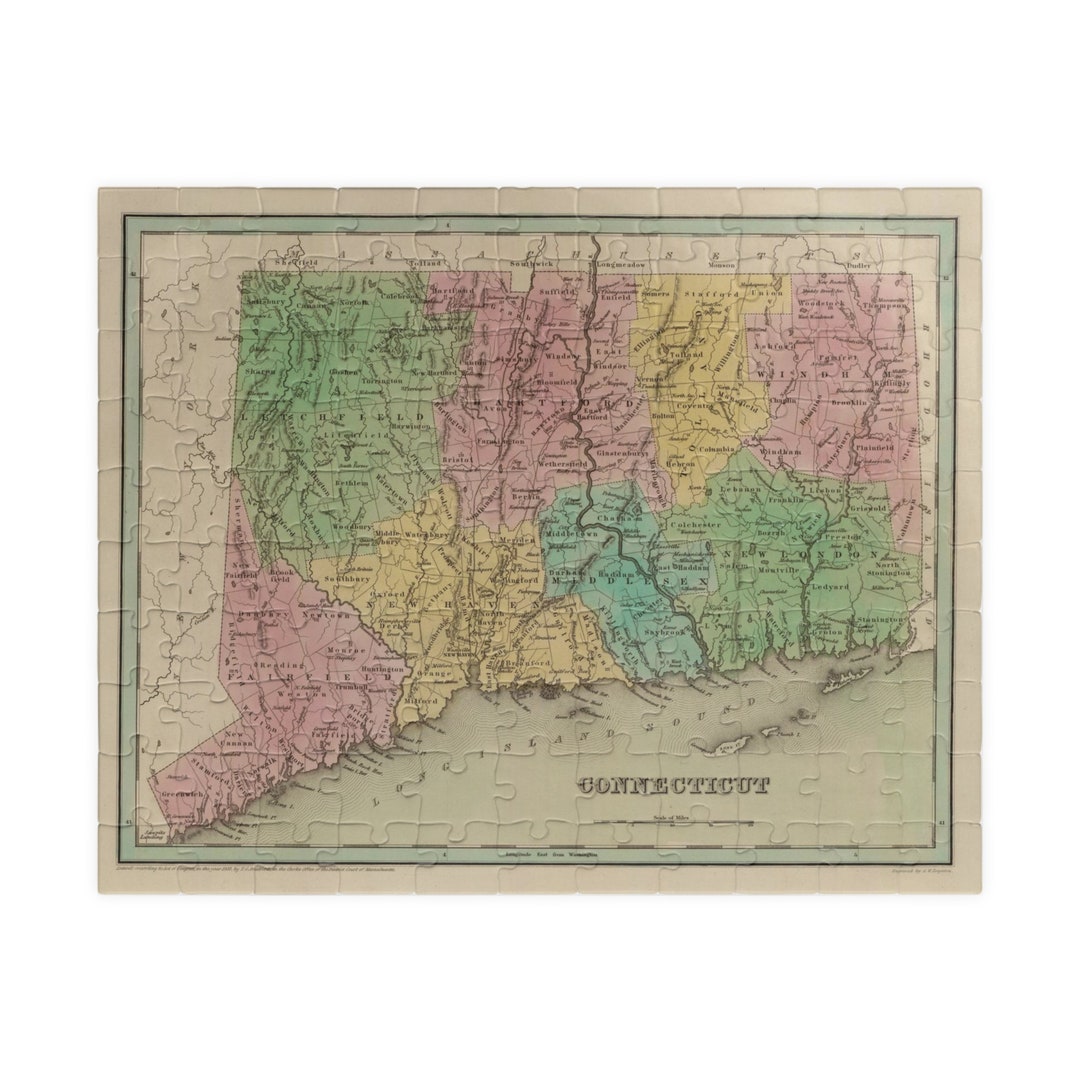 Connecticut Map Puzzle Connecticut Puzzle for Adults Connecticut Jigsaw ...
