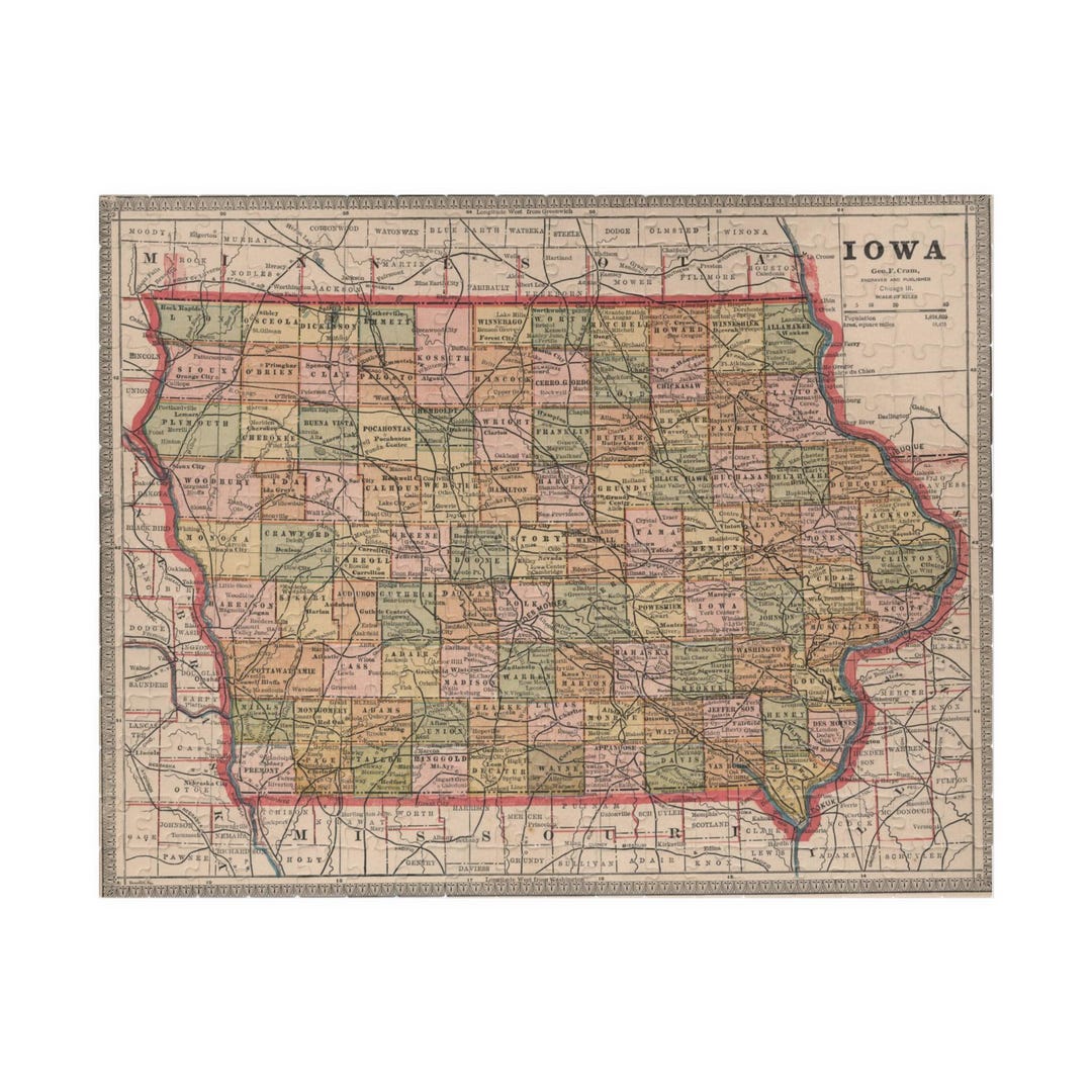 Iowa Map Puzzle Iowa Puzzle for Adults Iowa Jigsaw Puzzle 500 Piece Map ...