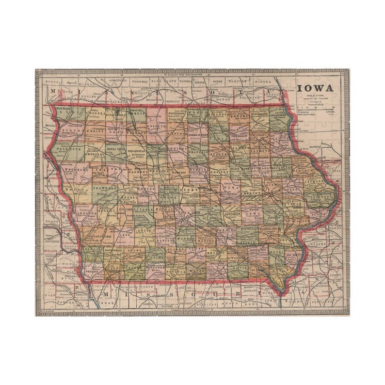 Iowa Map Puzzle - Iowa Puzzle for Adults - Iowa Jigsaw Puzzle - Piece ...