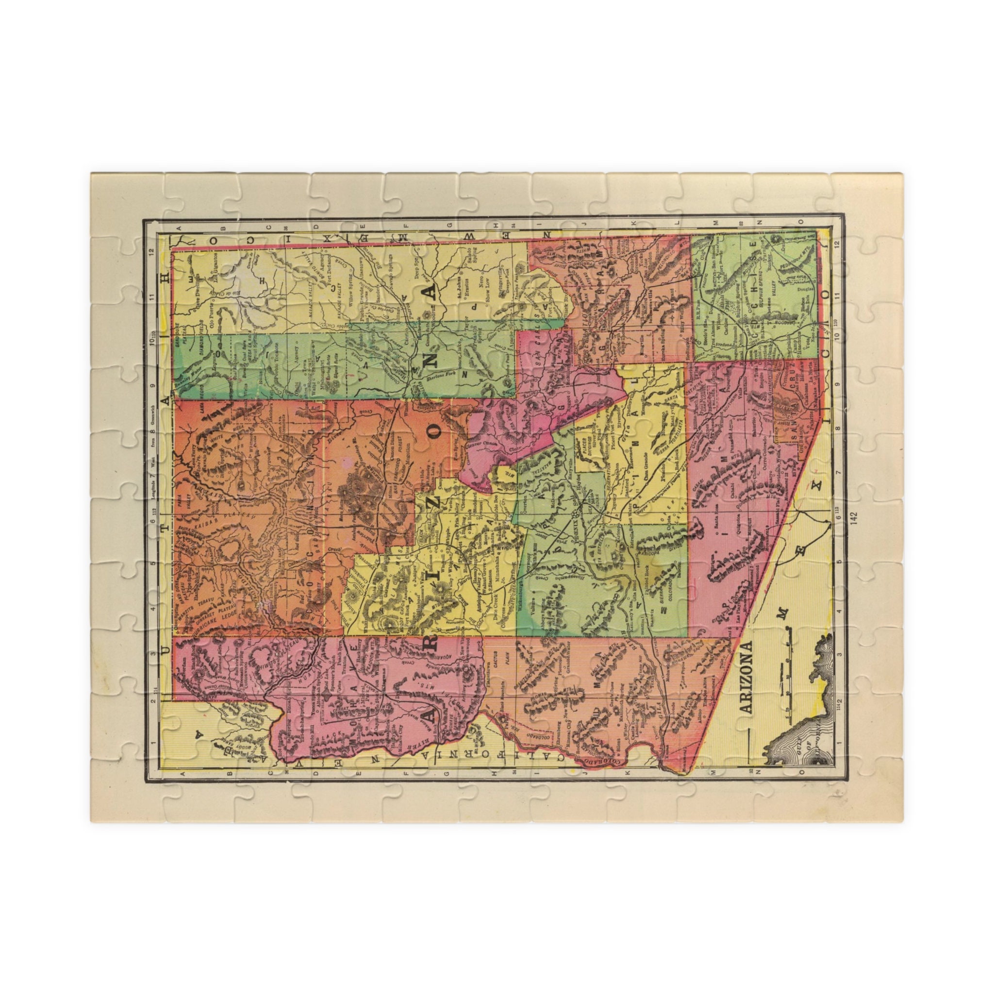 Arizona Map Puzzle Arizona Puzzle for Adults Arizona Jigsaw Puzzle 500 ...