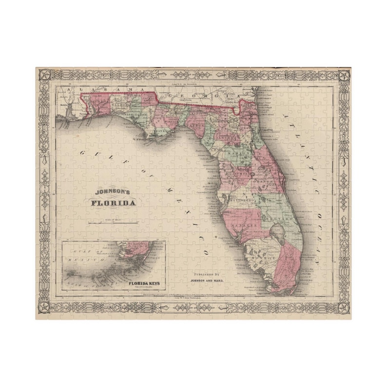Florida Map Puzzle - Florida Puzzle for Adults - Florida Jigsaw Puzzle ...