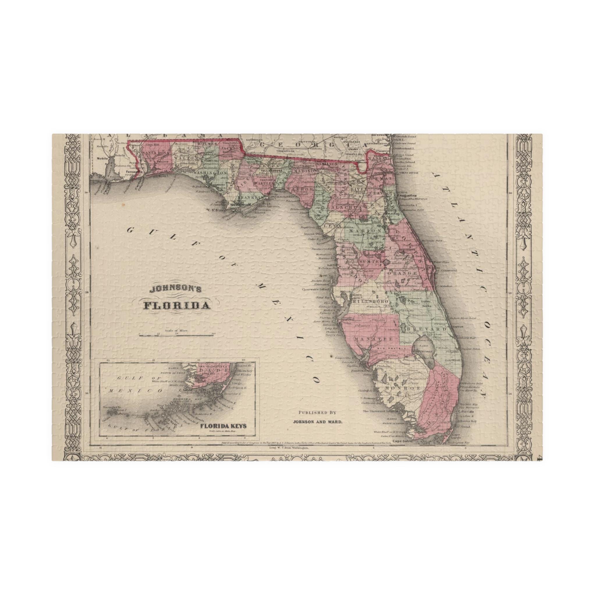 Florida Map Puzzle - Florida Puzzle for Adults - Florida Jigsaw Puzzle ...