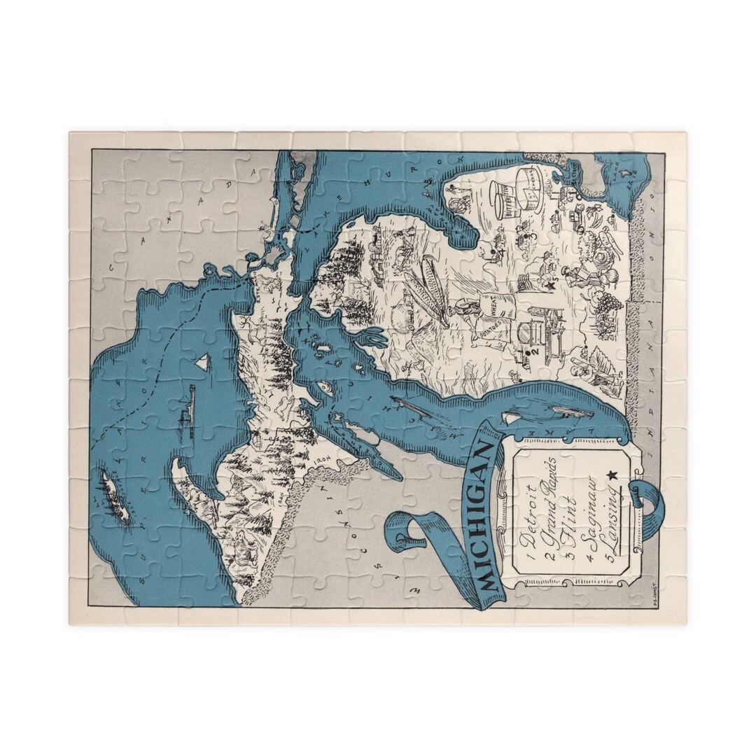 Michigan Map Puzzle Michigan Puzzle for Adults Michigan Jigsaw Puzzle ...