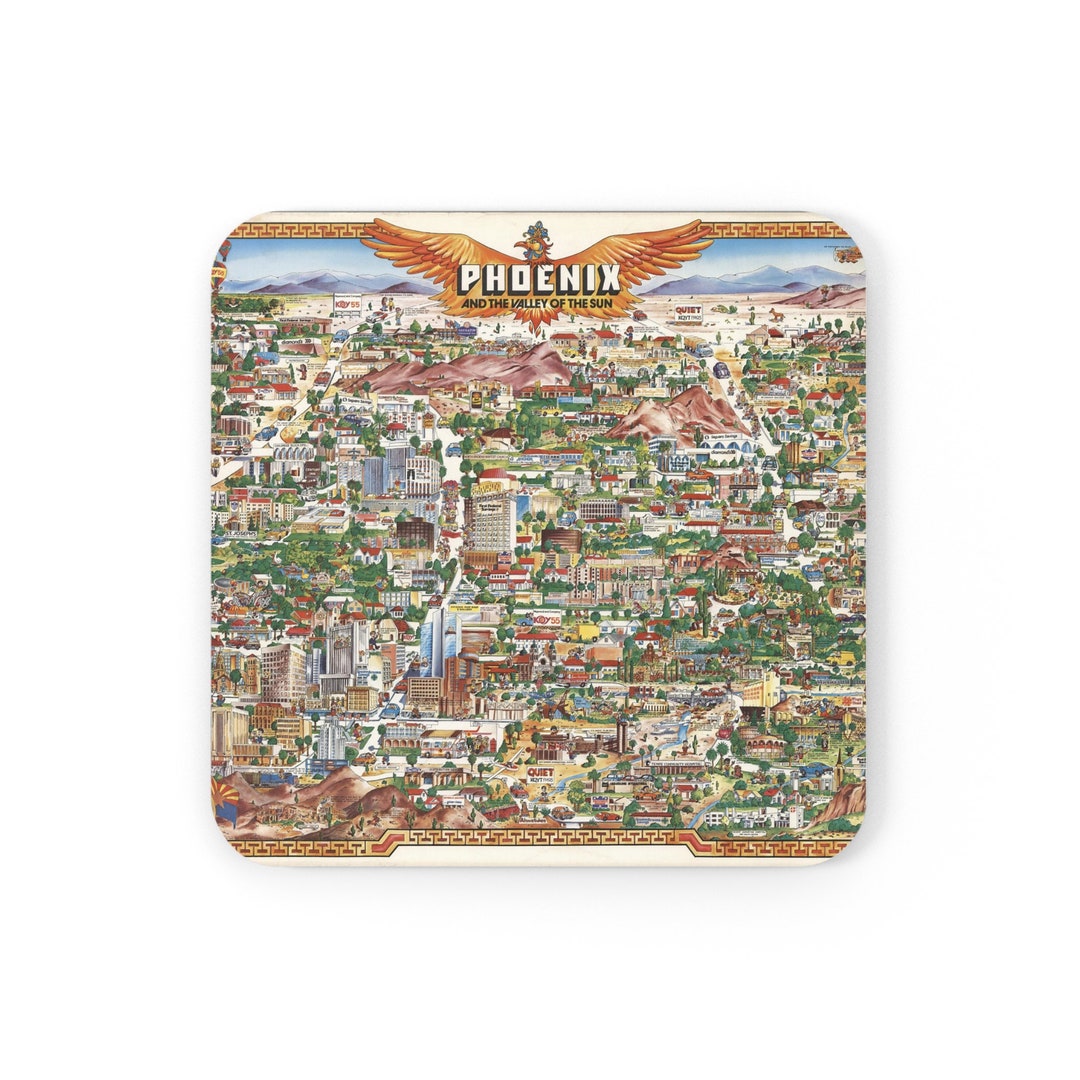 Phoenix Map Coaster Set - Phoenix Coasters - Phoenix Airbnb Decor ...