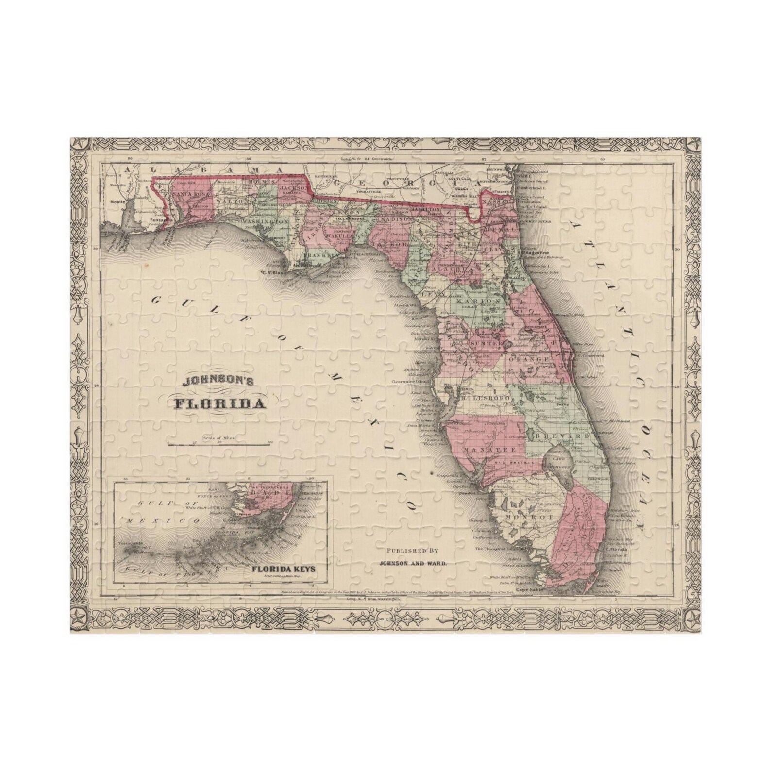 Florida Map Puzzle - Florida Puzzle for Adults - Florida Jigsaw Puzzle ...