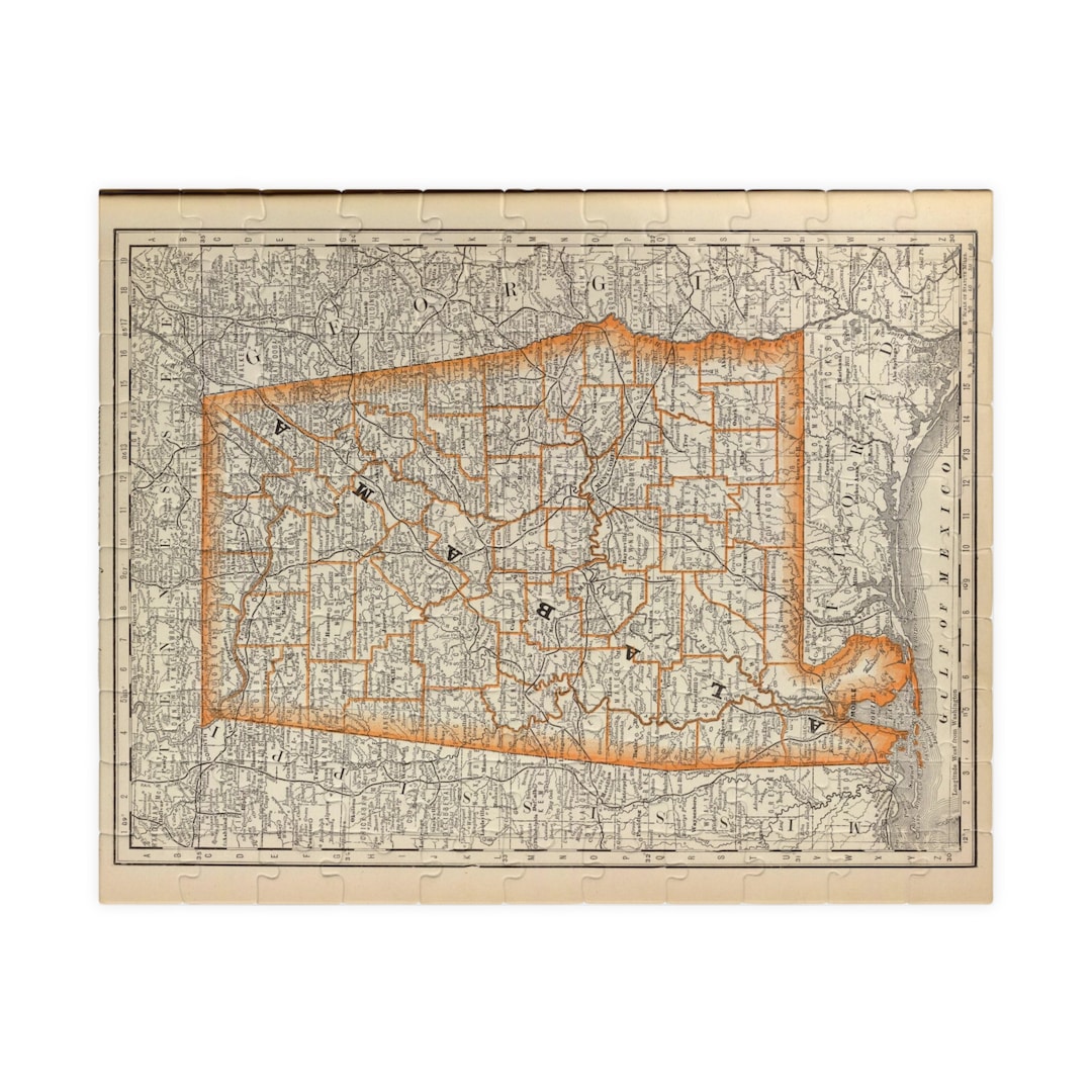 Alabama Map Puzzle Alabama Puzzle for Adults Alabama Jigsaw Puzzle 500 ...