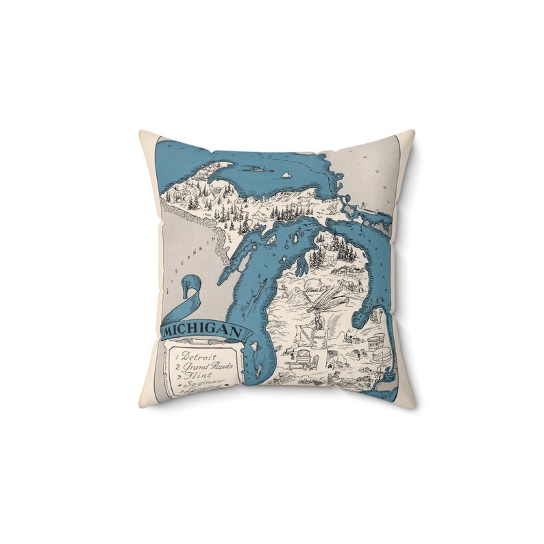 Michigan Map Pillow - Michigan Wedding Gift - Michigan Pillow ...