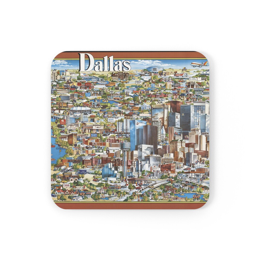 Dallas Map Coaster Set - Dallas Coasters - Dallas Airbnb Decor - Dallas ...
