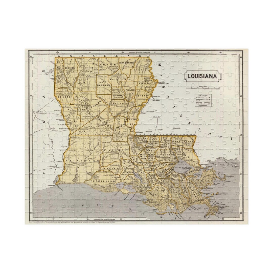 Louisiana Map Puzzle - Louisiana Puzzle for Adults - Louisiana Jigsaw ...