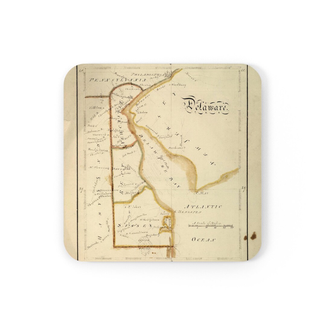Delaware Map Coaster Set Delaware Coasters Delaware Airbnb Decor ...