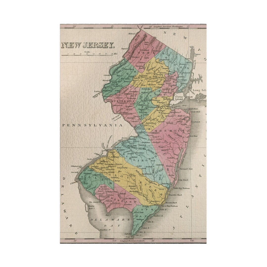 New Jersey Map Puzzle - New Jersey Puzzle for Adults - New Jersey ...