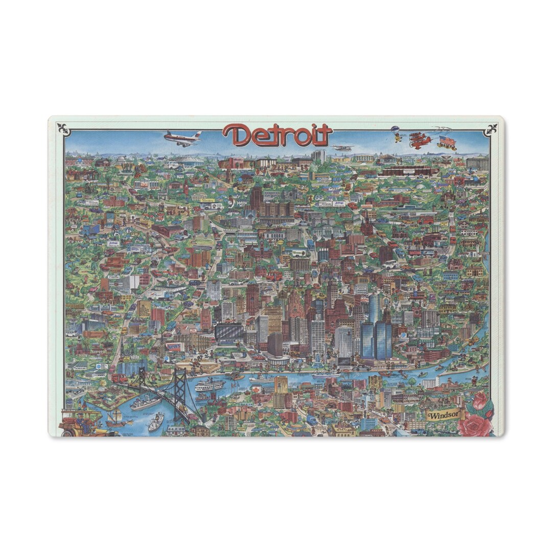 Detroit Map Cutting Board - Detroit Map Charcuterie Board - Detroit ...