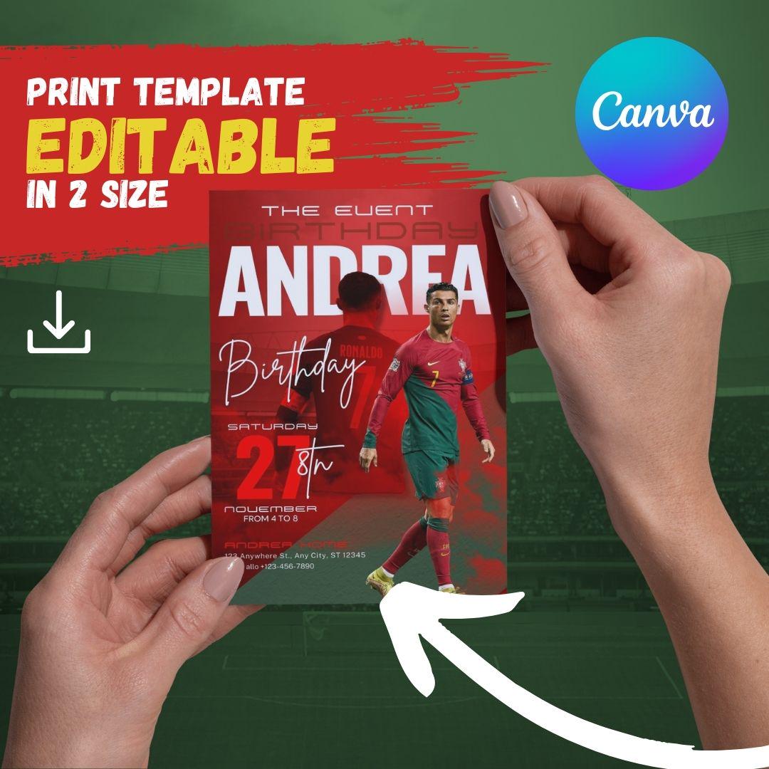 Cristiano Ronaldo Birthday Invitation, Kids Birthday, Cristiano Ronaldo ...