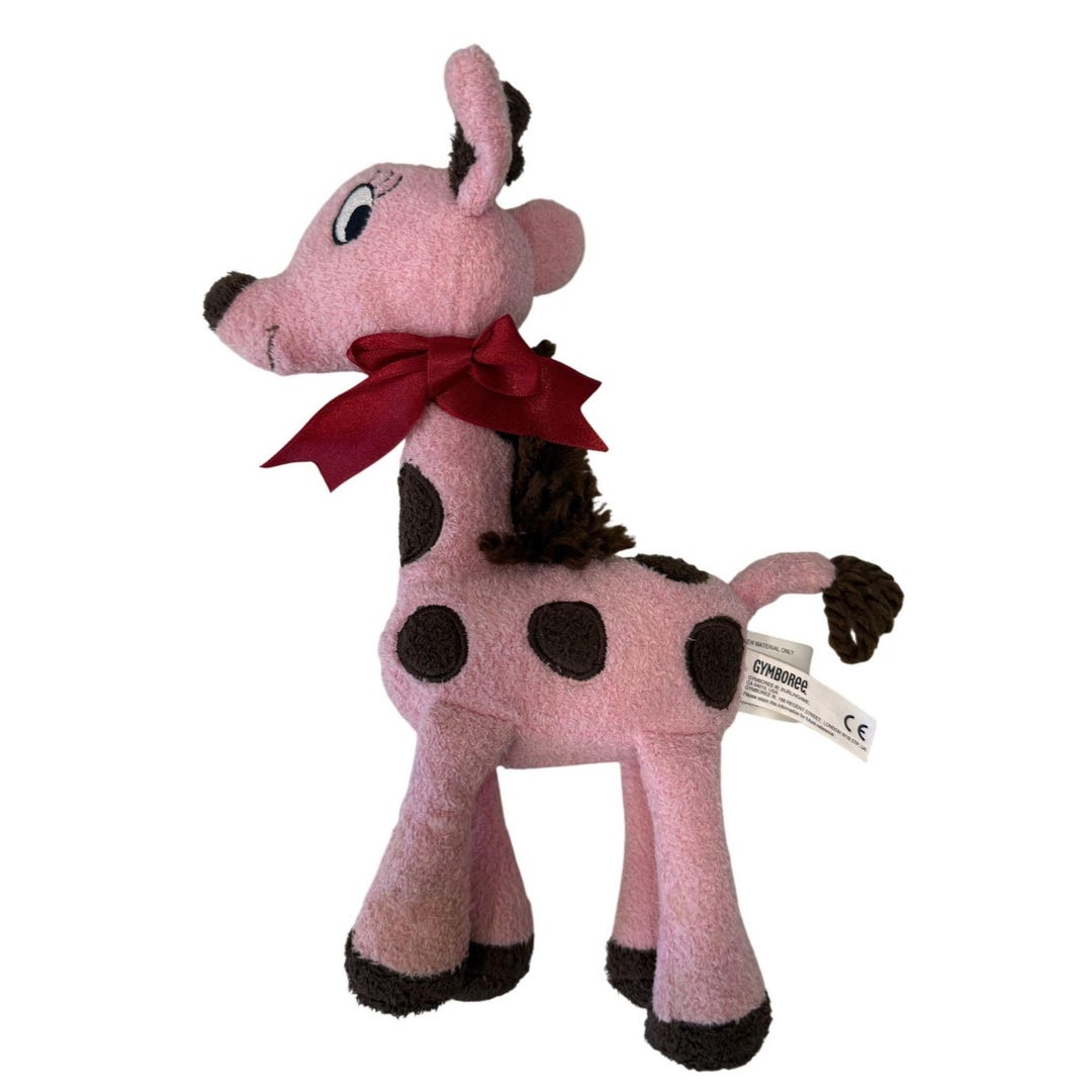 Pink Plush Giraffe Toy Bow Gymboree 2004 Soft Polyester Polyurethane ...