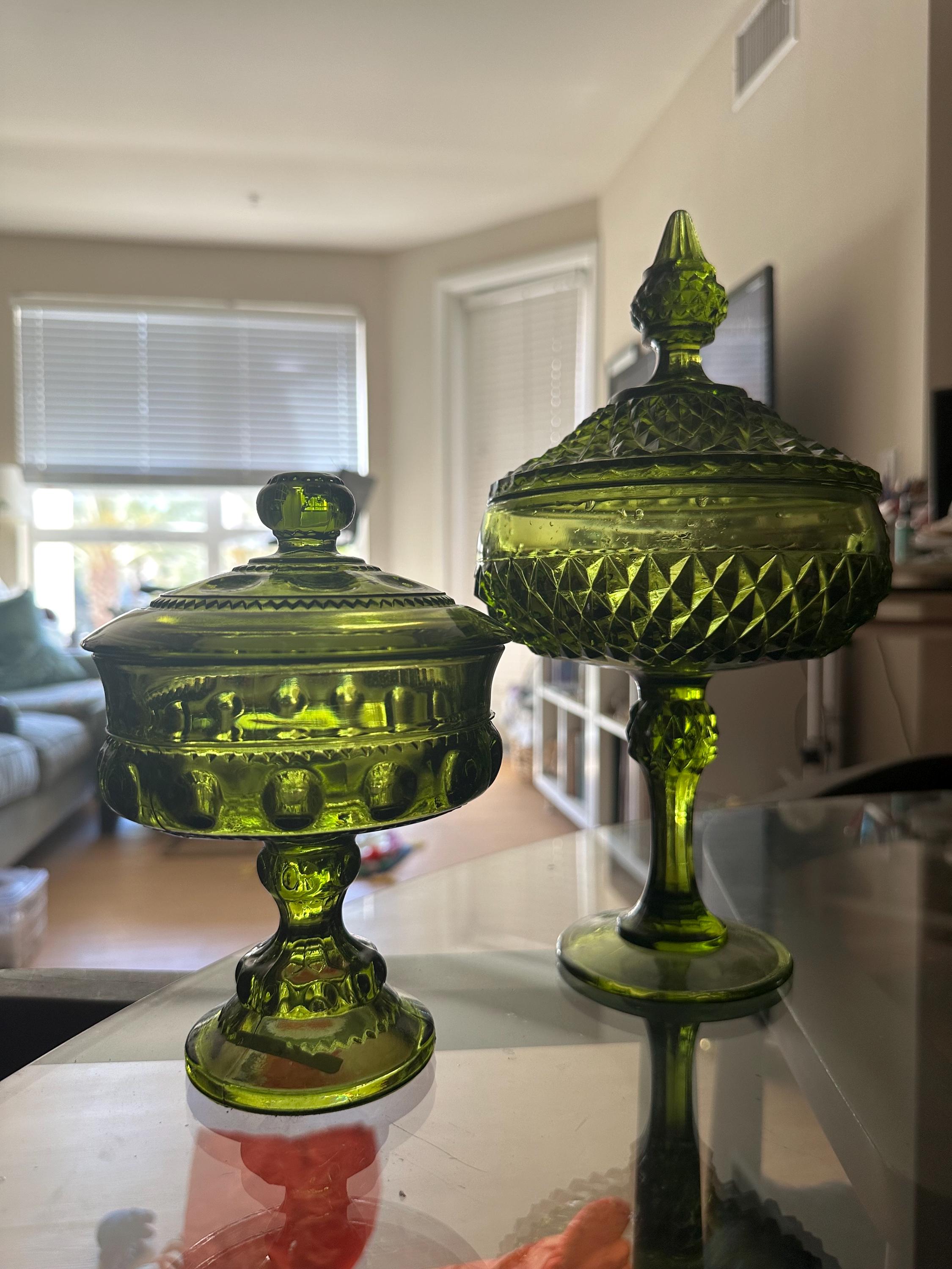 Vintage Glass Candy Jars Set of 2 - Etsy