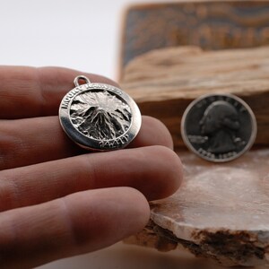 925 Silver Mount Rainier Pendant: 3D Topographic Relief Mountain ...