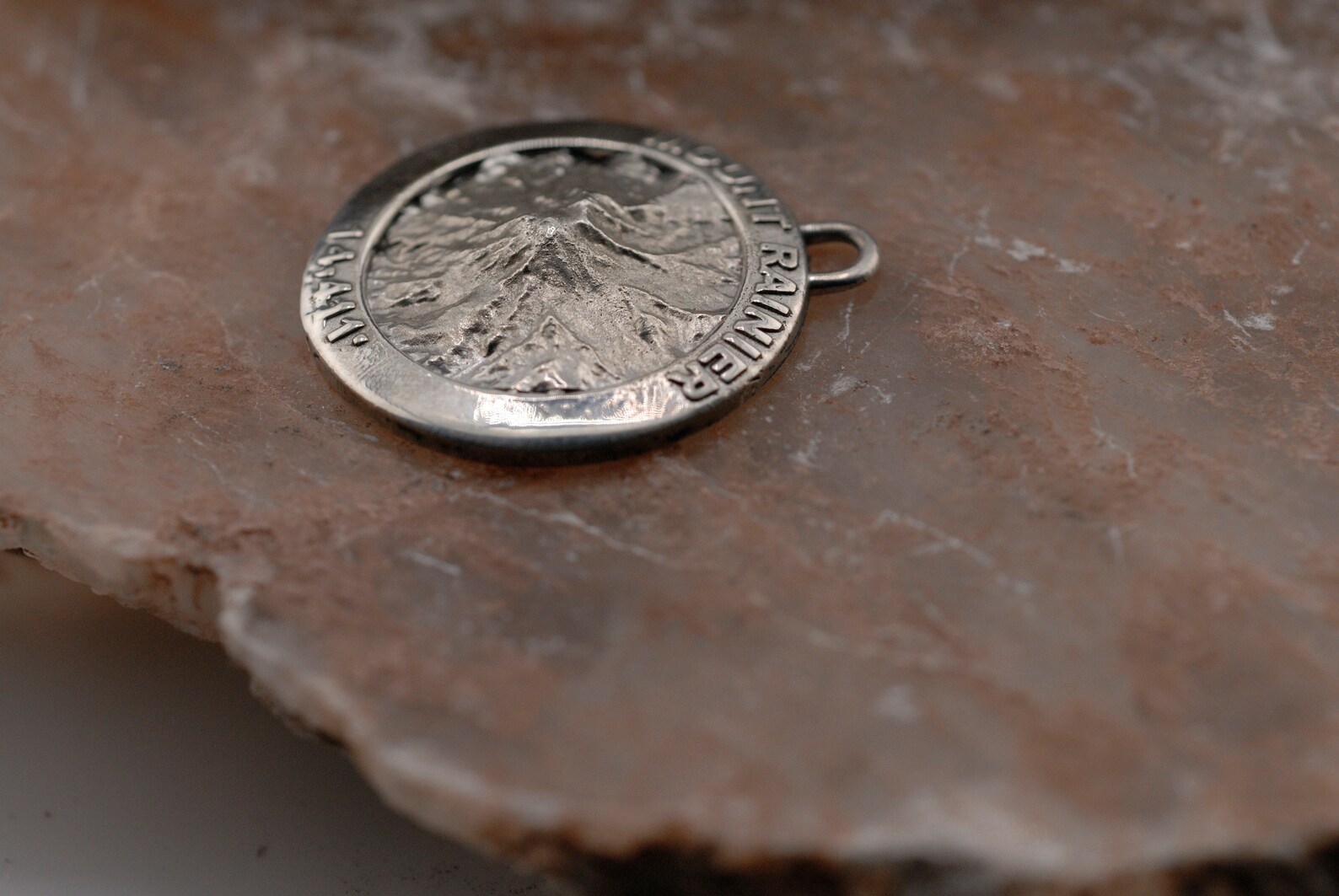 925 Silver Mount Rainier Pendant: 3D Topographic Relief Mountain ...