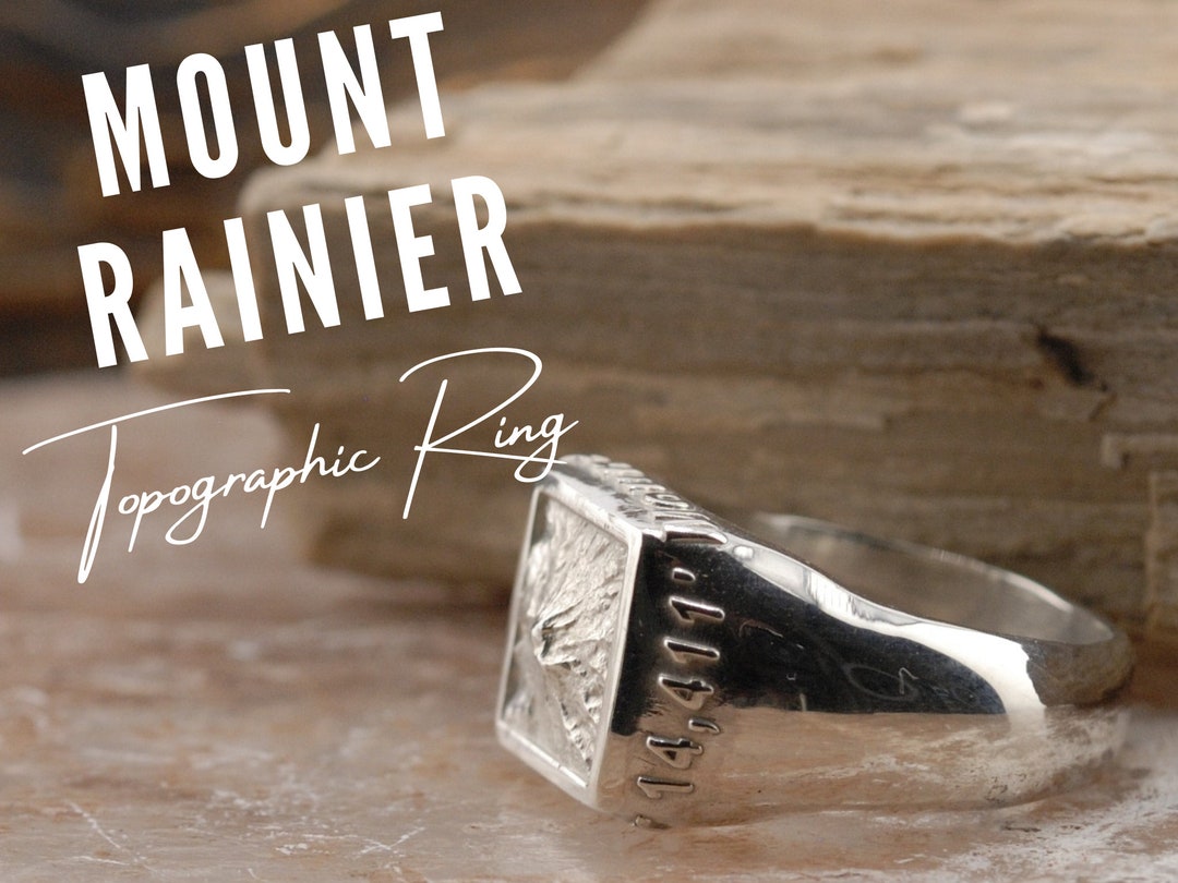 Handcrafted Mount Rainier Sterling Silver Topographic Signet Ring - Etsy