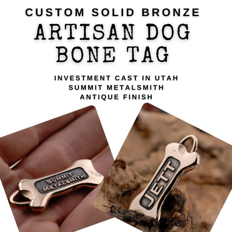 Custom Bronze Dog Bone Tag: 3D Sculpted Pet ID - Etsy