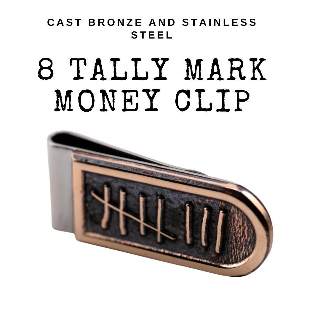 8 Tally Mark Money Clip | Investment Cast Bronze With Raised Marks ...