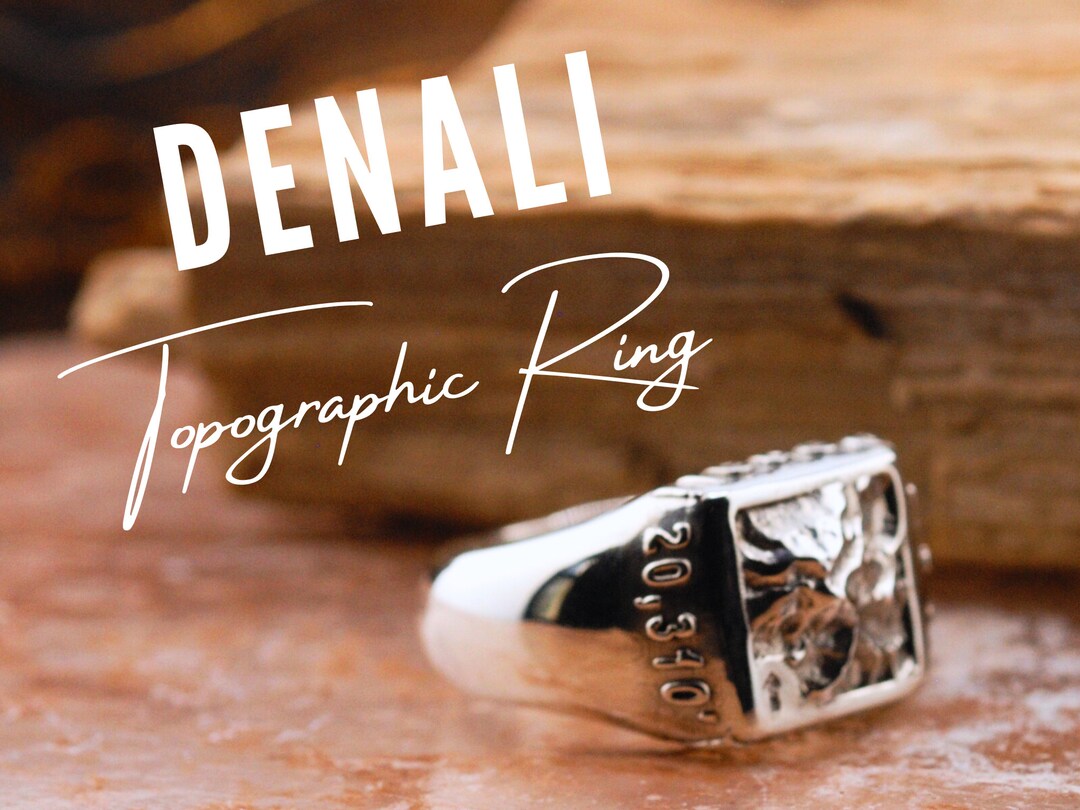 3D Topographic Denali Signet Ring | Custom Hand Poured Silver Mountain ...