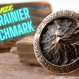 Bronze Mount Rainier Custom Benchmark | Customizable 3D Topographic ...