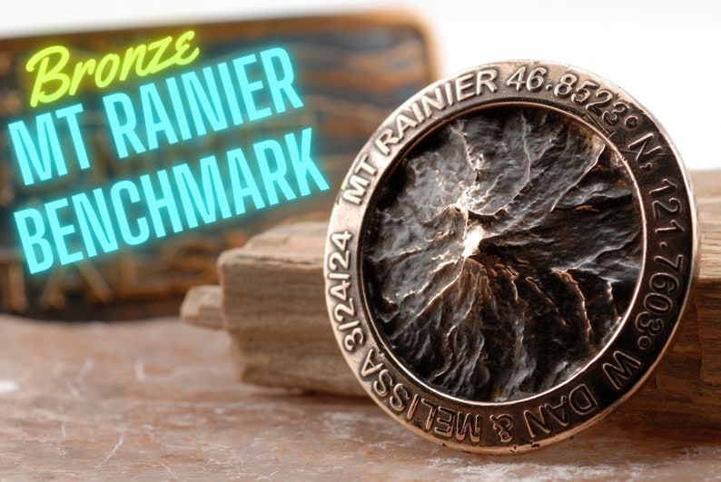 Bronze Mount Rainier Custom Benchmark Customizable 3D Topographic ...