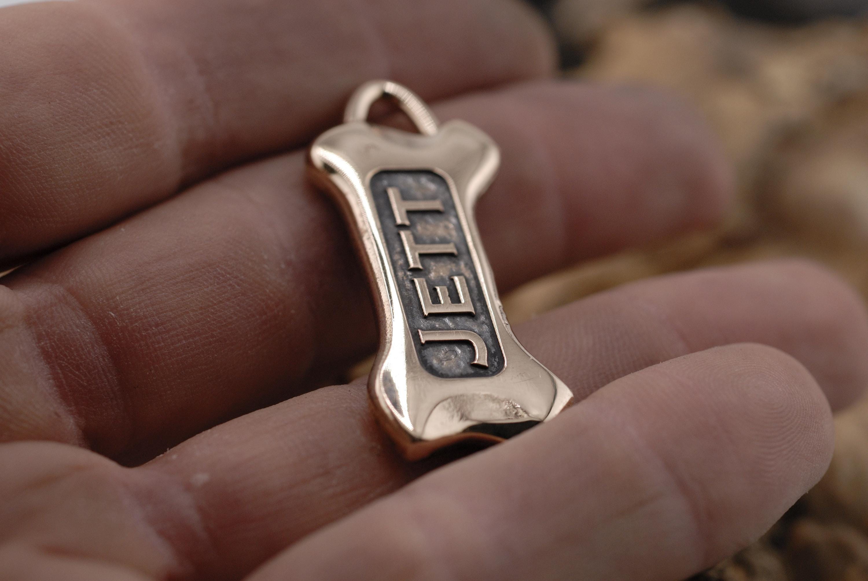 Custom Bronze Dog Bone Tag: 3D Sculpted Pet ID - Etsy