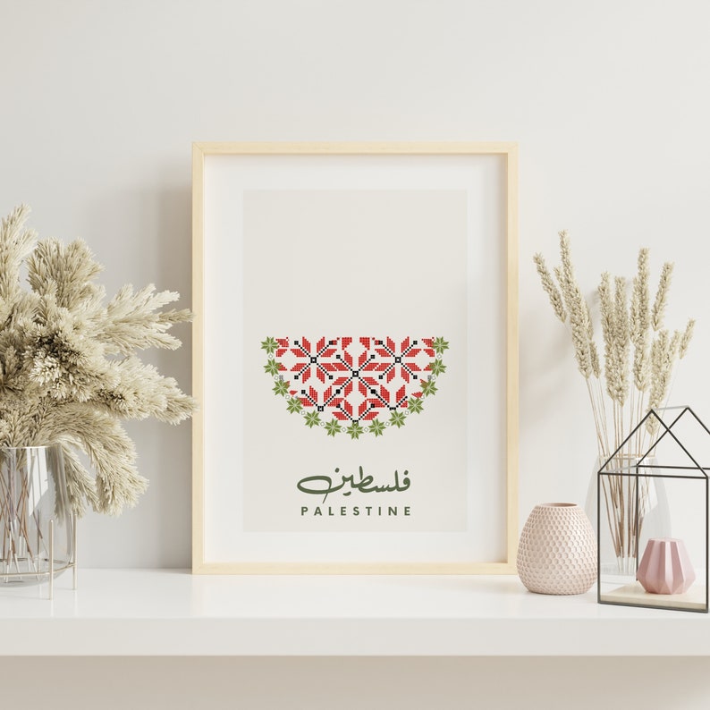 Palestine Poster Map I Palestine Watermelon Tatreez Pattern Iarabic ...