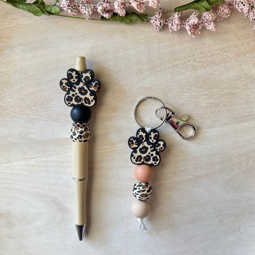 Cheetah Beaded Pen, Keychain Cheetah,silicone Keychain,silicone Bead ...