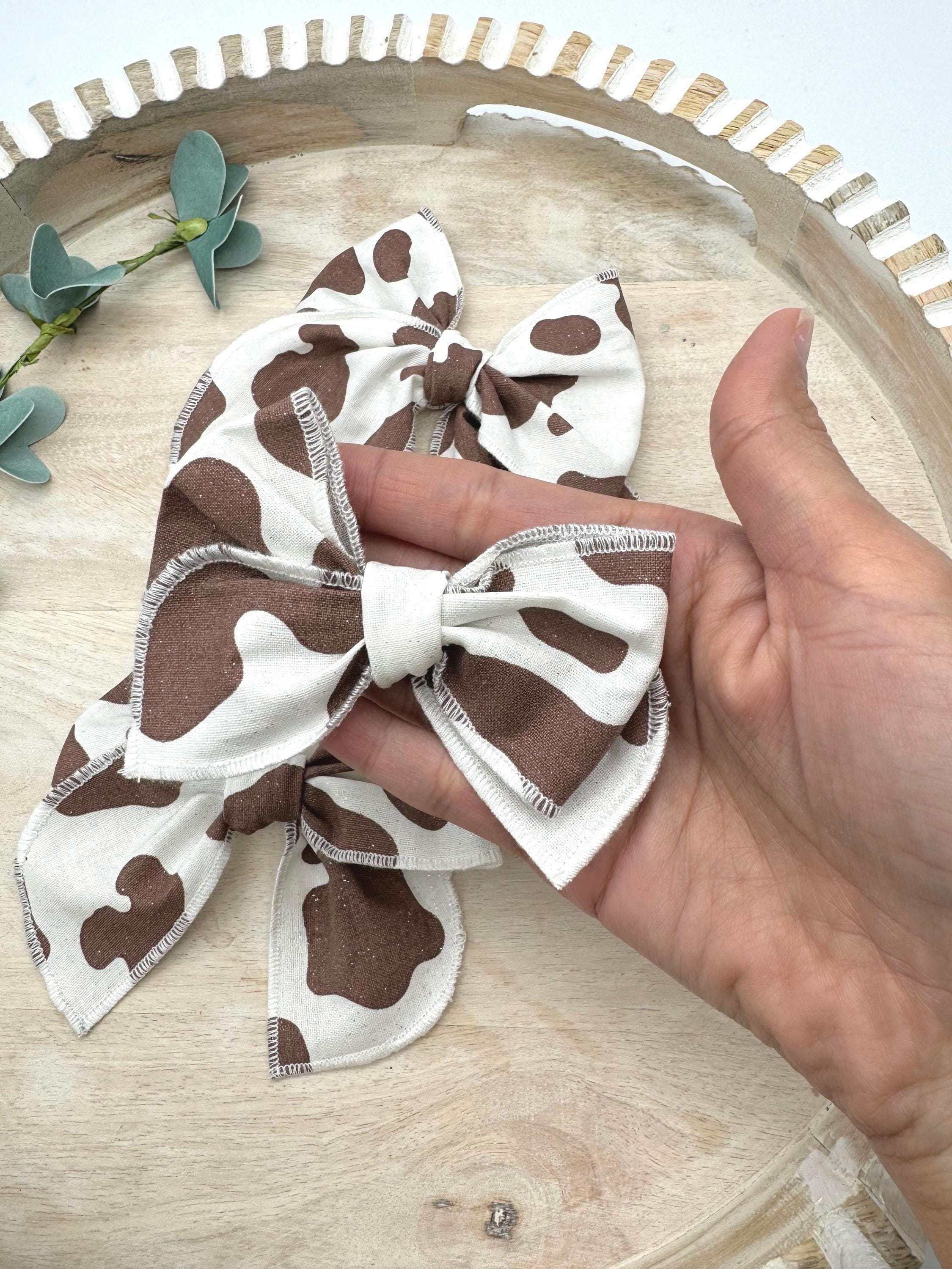 Cow Print Hair Bow, Brown Cow Print Fable Bows,hair Bows for Girls ...