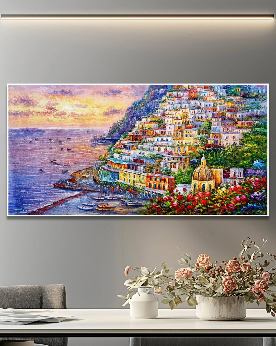 Enchanting Positano Sunset Painting - Italian Coastal Village Art - Etsy