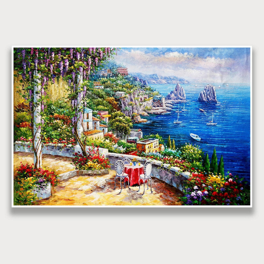 Capri Faraglioni Italy Oil Painting Original Italian Canvas Artwork ...