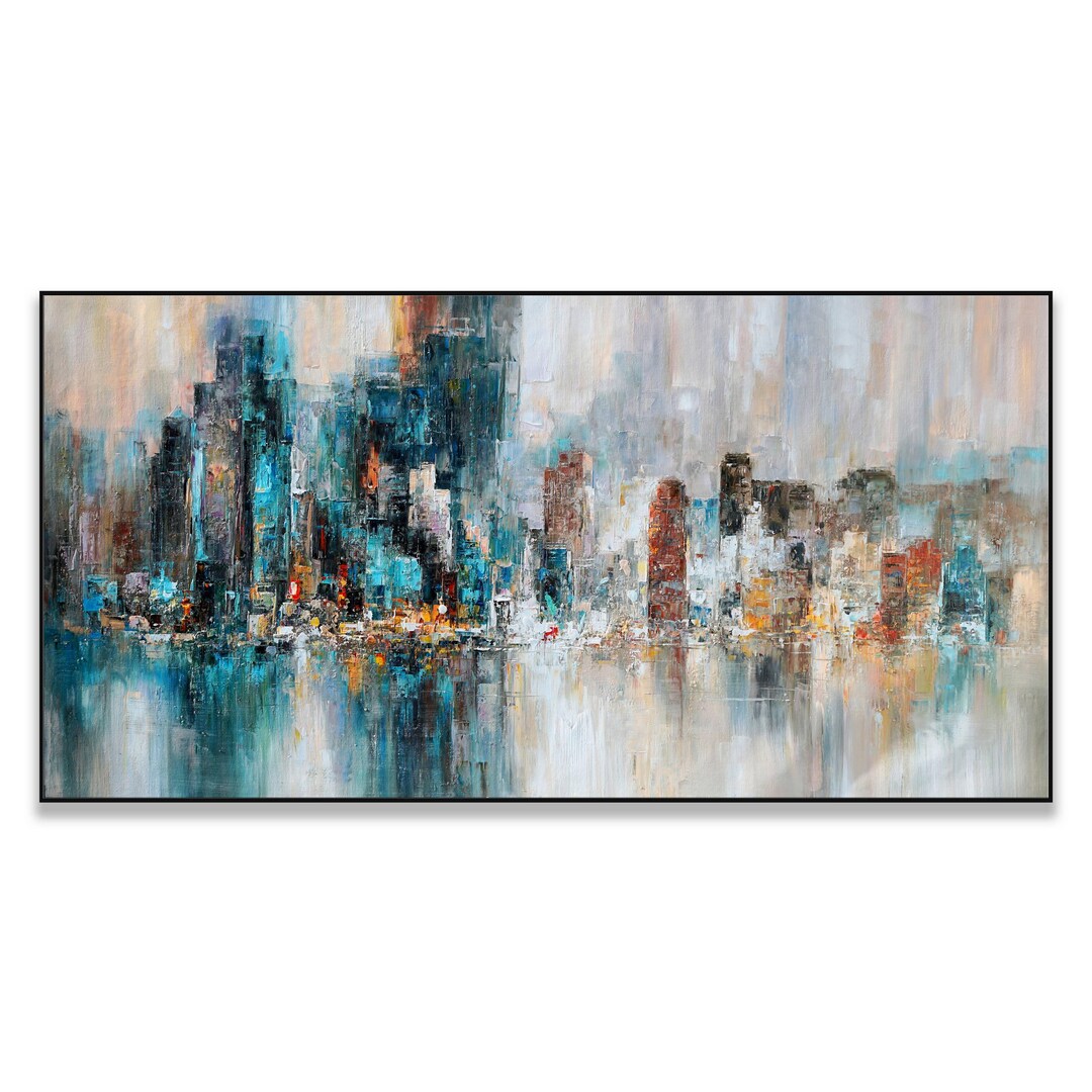 NYC Skyline New York City Abstract Painting- Original Modern Urban Wall ...