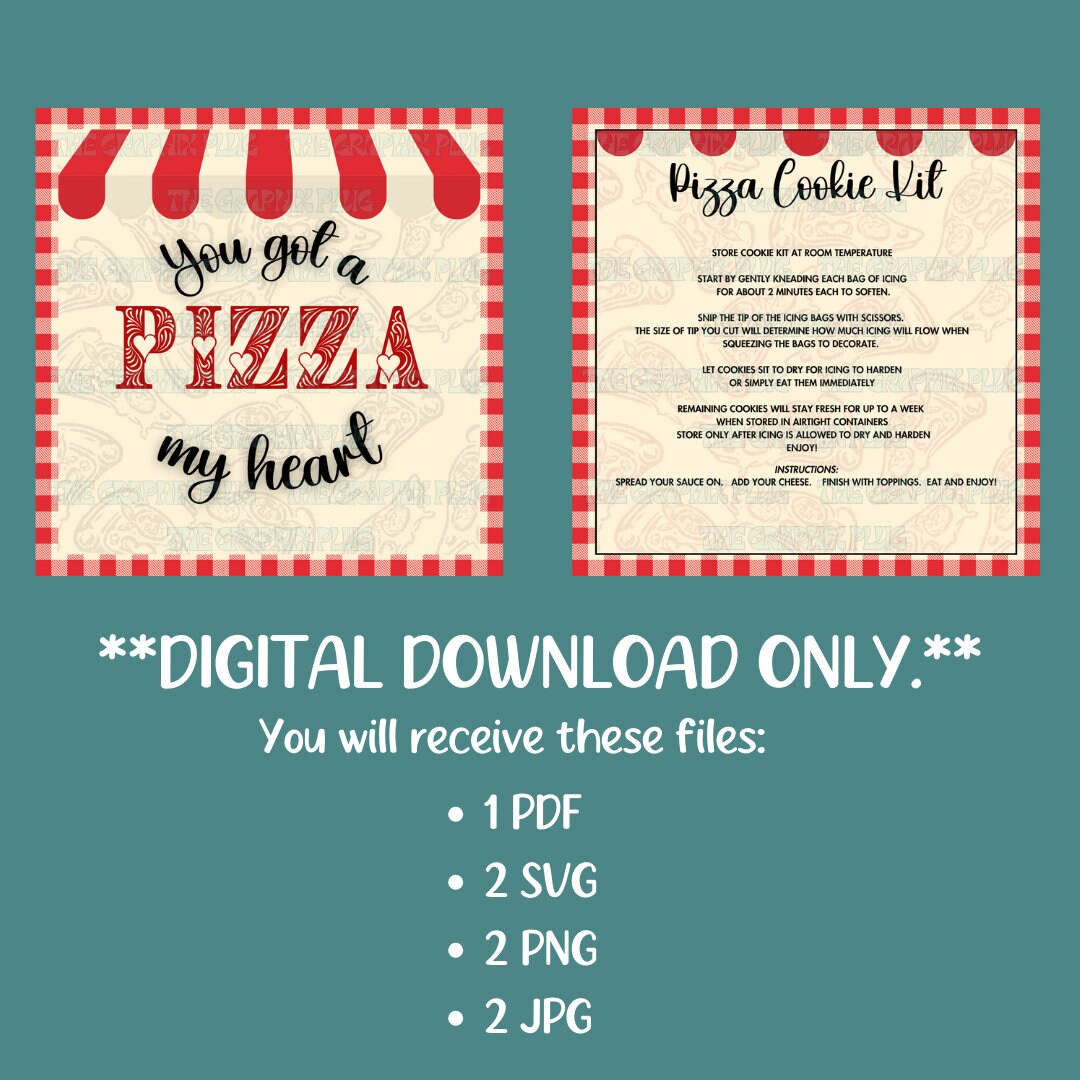 Valentines Pizza Cookie Box Label SVG PNG - Etsy