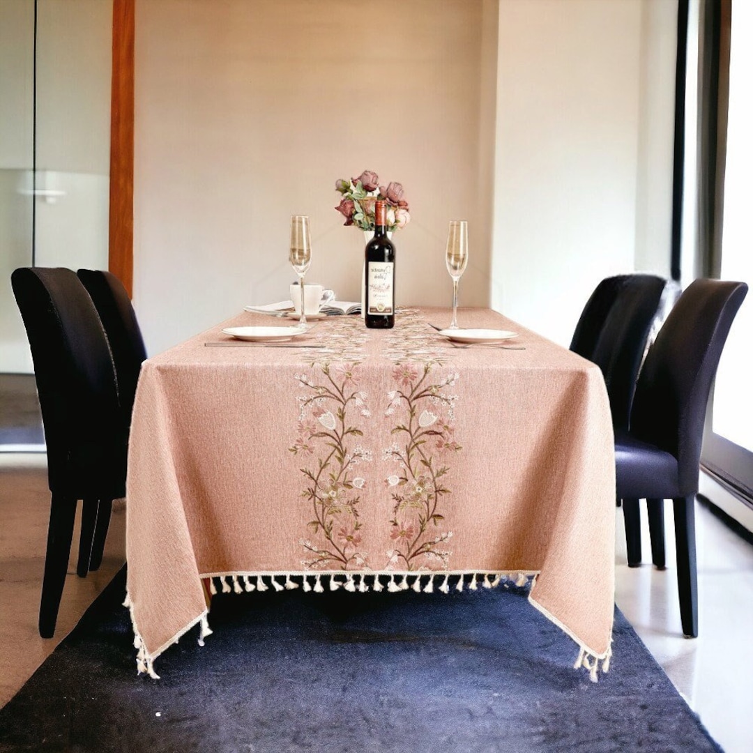 Embroidered Floral Tablecloth,floral Tablecloth,linen Large Tablecloth ...