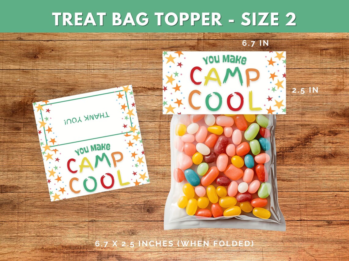 Summer Camp Treat Bag Topper: Printable S'mores & Cookie Gift Tags (PDF ...